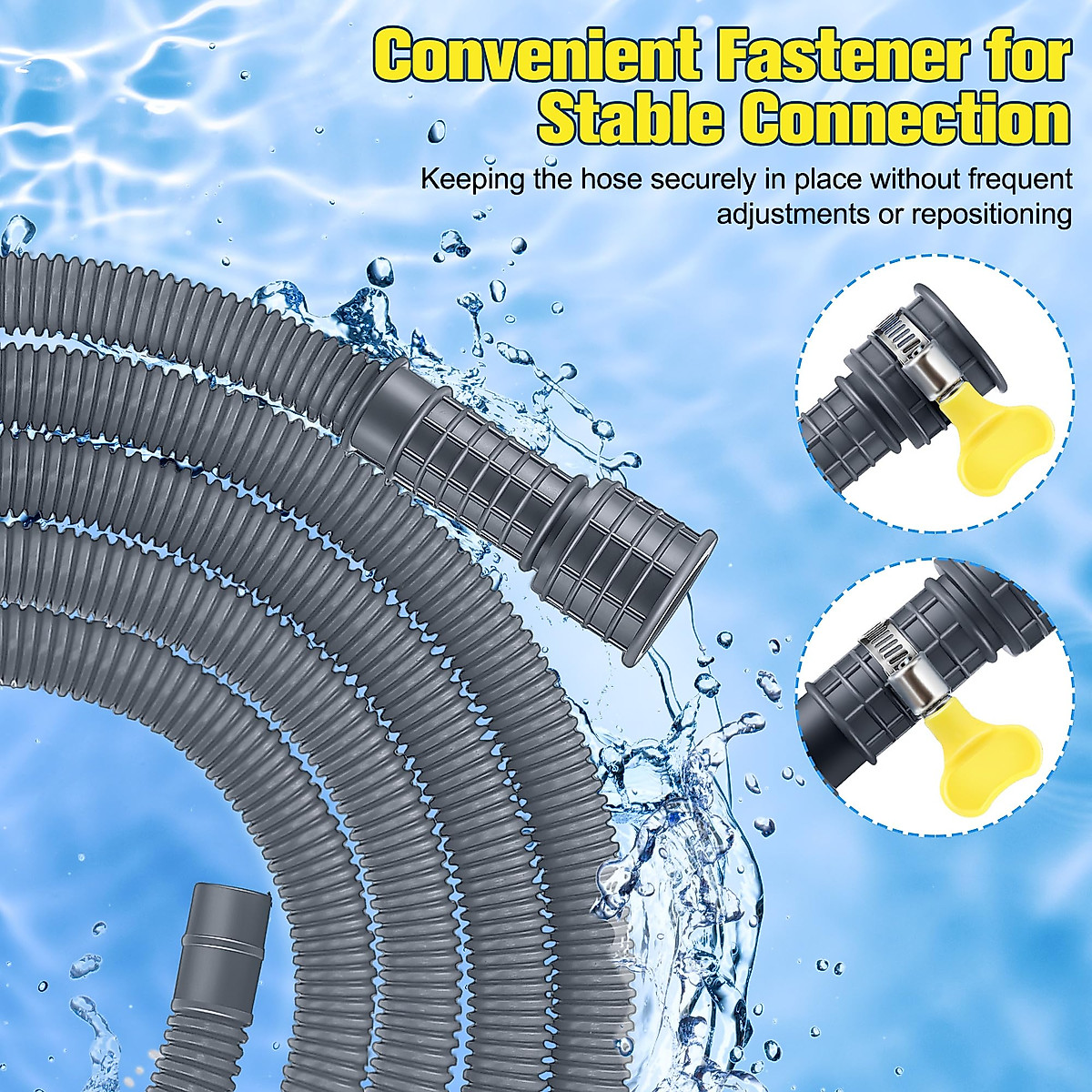 Saillong Patent Pending Dehumidifier Drain Hose, Flexible Universal Drain Hose with Cuttable Rubber Adapter and Connect Clamp, Hose Replacement for Dehumidifiers, Air Conditioners(13 Feet)