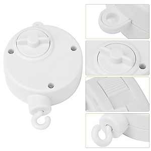Baby Rotary Mobile Crib Bed Toy, Windup Clockwork Movement White Music Box with Rotating Hook