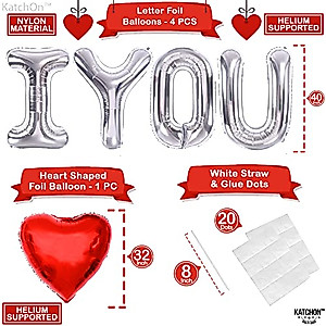 Huge, Silver I Love You Balloons - 40 Inch | Love Balloons for Valentines Day Decor | I Love You Foil Balloons, Happy Anniversary Balloons | I Heart You Balloons for Happy Anniversary Decorations