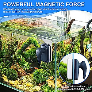fishkeeper Aquarium Strong Magnetic Glass Cleaner Brush, Fish Tank Algae Magnet Cleaning Tool with 2 Detachable Scrapers, Mag Float Scrubber for 0.25 Inch Glass and Acrylic Tanks