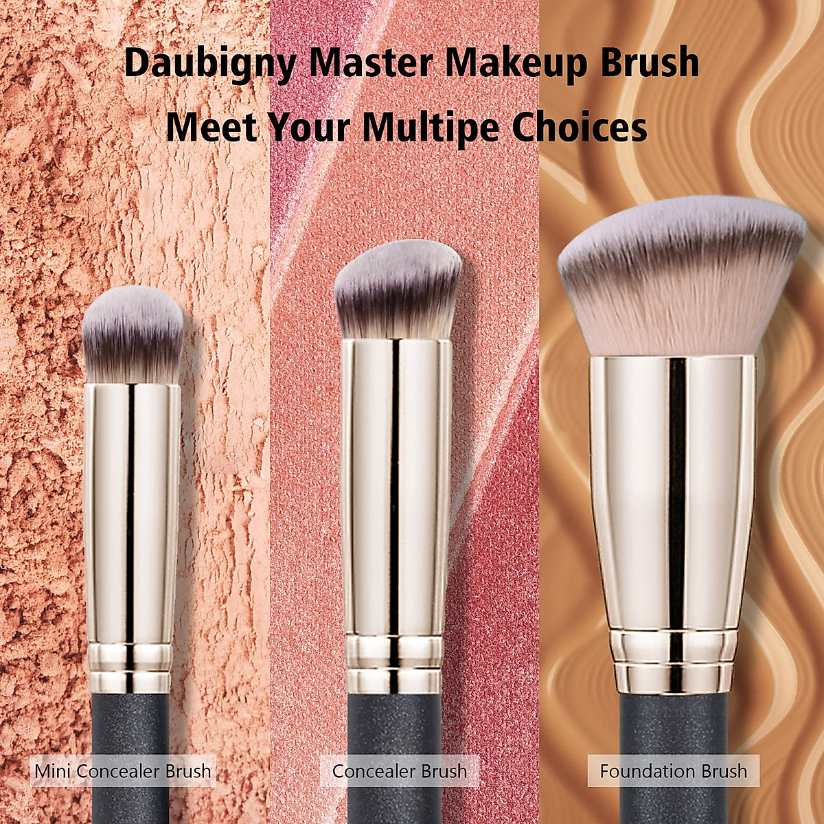 Makeup Brushes Daubigny Foundation Makeup Brushes for Liquid Makeup Pro Kabuki Foundation Brushes Set Premium Synthetic Bristles for Blending Liquid Cream Flawless Powder Buffing Stippling Concealer