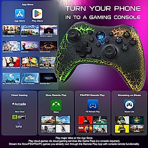 Joso Wireless Controller, Phone Controller for Gaming RGB Light, Game Controller for Switch/PC/iPad/Tablet/Android/iPhone Game Controller with Phone Clip, Custom Buttons, Macro, Turbo, Dual Vibration