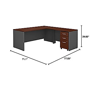 Bush Business Furniture Series C 72W L Shaped Desk with 48W Return and Mobile File Cabinet in Hansen Cherry