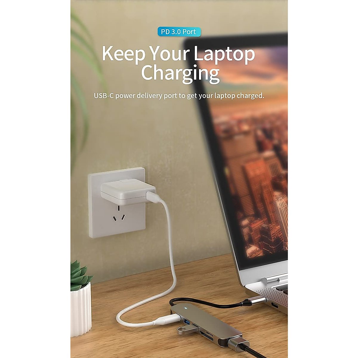 USB C Hub, 6 in 1 USB C Docking Station with 4K HDMI, 1 USB 3.0/1 USB 2.0, PD, SD/TF Card Reader, Type-C Data Transfer., space grey