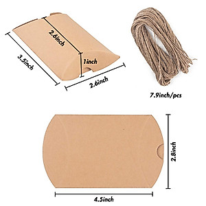 Shindel Pillow Box, 3.5"x2.6"x1", 50 PCS Small Gift Boxes Candy, Jewelry Packaging Boxes Mini Kraft Boxes Wedding Present Thanksgiving Day Treat Boxes