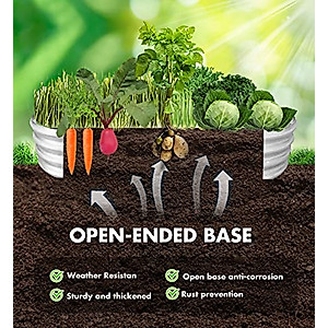 AONNTOO Galvanized Raised Garden Bed, Planters for Outdoor Plants, Oval Planters Tank with Metal Plant Support for Vegetables Flowers Fruits Herbs