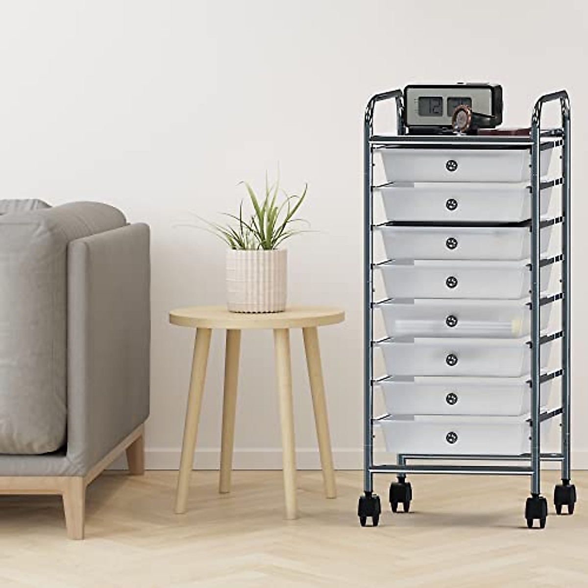 SimpleHouseware 8-Drawers Rolling Storage Cart, Chrome
