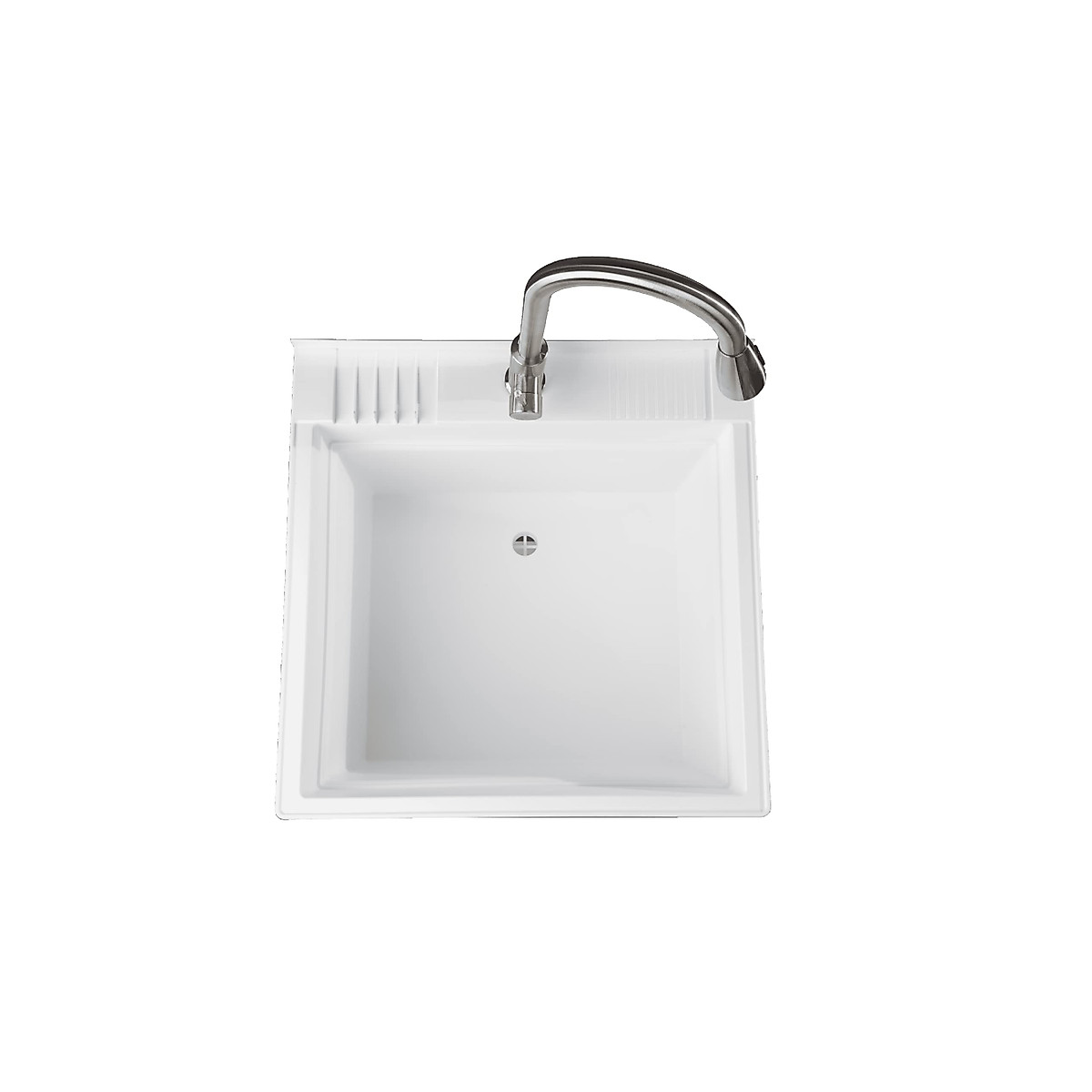 UTILITYSINKS USA-Made Plastic Freestanding 24 in x 24-Inch UtilityTub Heavy Duty Compact Utility Sink Ideal for Workshop, Laundry Room, Garage, Greenhouse, Pet Wash Station (White)