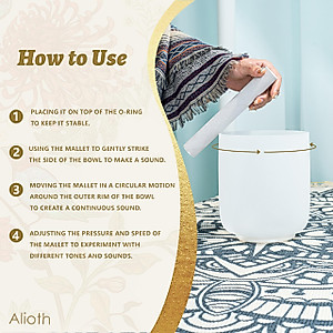 ALIOTH D Note Crystal Singing Bowl Sacral Chakra 7 inch with Carry Case Bag and Singing Bowl Mallet