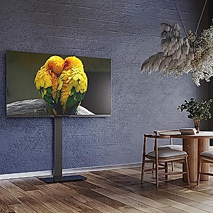 Portrait to Landscape TV Stand for 32" to 75" TVs, Height Adjustable 360° Rotating Monitor Stand with Glass Base, Floor TV Stand Mount with ±30° Swivel Range, Max VESA 600x400 Menu Wall Board