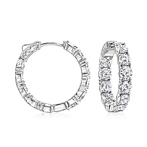 Ross-Simons 10.00 ct. t.w. CZ Inside-Outside Hoop Earrings in Sterling Silver