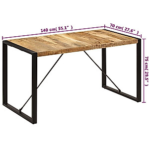 YPWRENH Cocktail Table Kitchen End Table Dining Table 55.1"x27.6"x29.5" Solid Mango Wood for Dining Room, Kitchen or Living Room