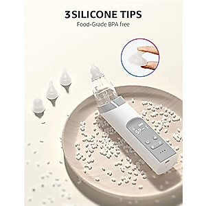 GROWNSY Nasal Aspirator for Baby, Electric Nose Aspirator for Toddler, Baby Nose Sucker, Automatic Nose Cleaner with 3 Silicone Tips, Adjustable Suction Level, Music and Light Soothing Function