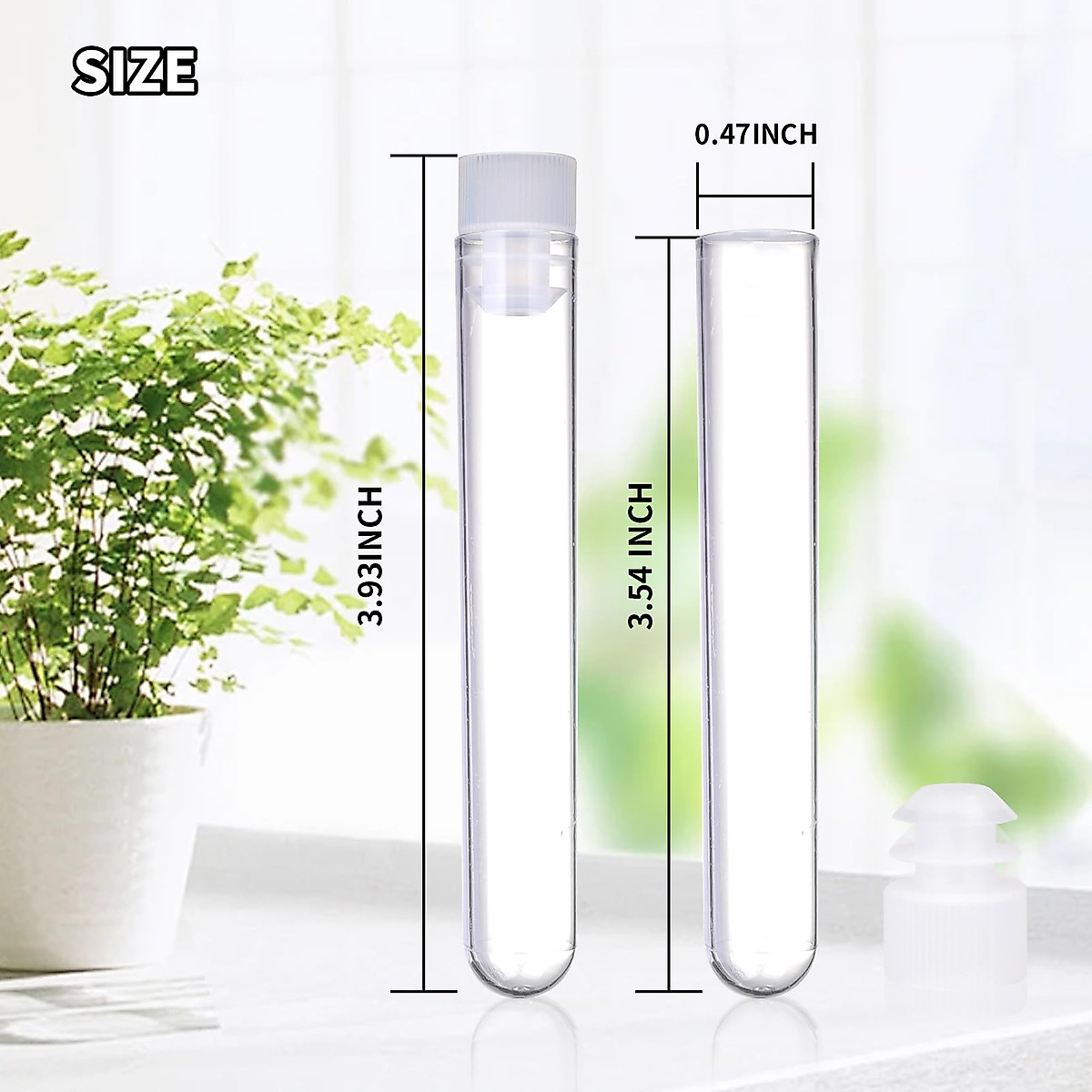 Encyclopediaconsumables 100 Transparent Test Tubes With Caps, Plastic Tubes, Plastic Bottles For Scientific Experiments, Party Supplies, Birthdays, Spices, Liquids