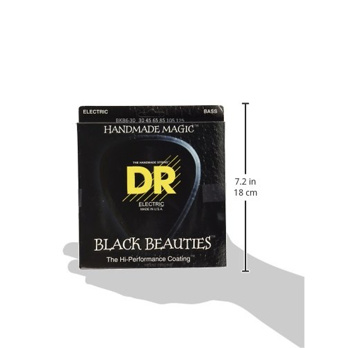 DR Strings Beauties-Black Coated Steel 6 Bass Guitar Strings, 30-125 Gauge, Round Core (BKB6-30)