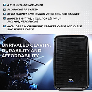 Seismic Audio - SA-KPTVL8 - Portable 8 Channel 500 Watt 8 Inch PA/DJ Speaker & Amplifier System with Bluetooth