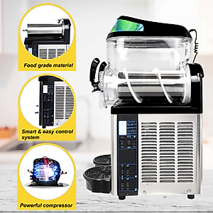 REEGIN-TECH Commercial Slushy Machine 6.4 Gal, 110V/60HZ, Margarita Machine Granita Frozen Beverage Machine Slushie Maker Juice Beer Syrup Cocktail for Bar Buffet Cafe Restaurant Party (2 TANKS 24L)