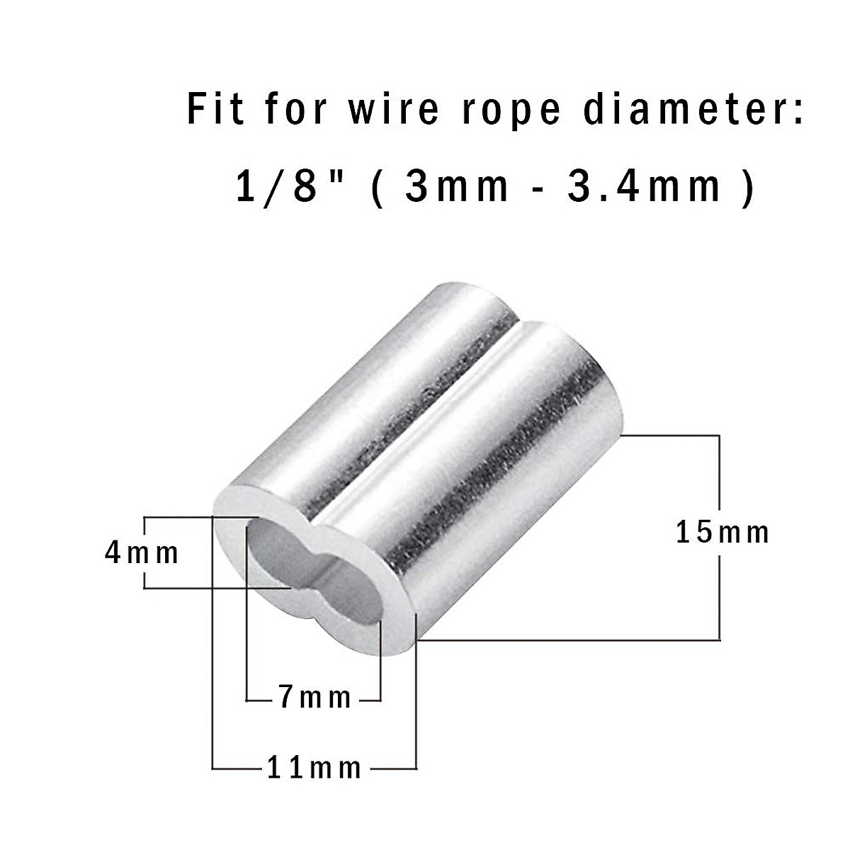 1/8" Aluminum Crimping Loop Sleeve 100PCS, Diameter Wire Rope and Cable (100)