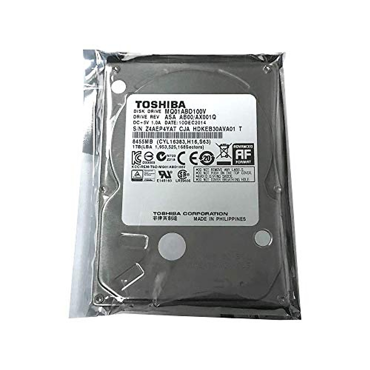 Toshiba 1TB 5400RPM 8MB Cache SATA 3.0Gb/s 2.5 inch Notebook Hard Drive (MQ01ABD100V) - 1 Year Warranty,Usb