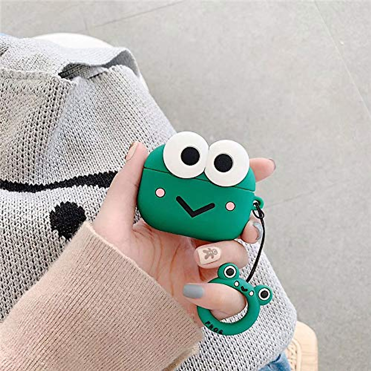 Rertnocnf Compatible with Earbuds Case Airpods Pro, Cute Big Eyes Frog Design Cover Creative Animals Soft Anti-Scratch Wireless Earphone Protector