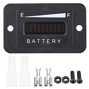 LED Battery Indicator, 12V/24V/36V/48V Led Digital Battery Indicator Meter Gauge with Hour Meter for Cart(36V)