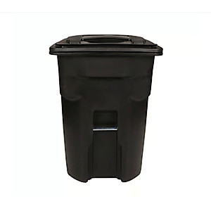 Generic 96 Gallon Black Outdoor Rolling Garbage/Trash Can with Wheels and Attached Lid ZP01730, like an amage