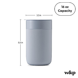 W&P Porter Ceramic Mug w/Protective Silicone Sleeve, Lavender 16 Ounces | On-the-Go | Reusable Cup for Coffee or Tea | Portable | Dishwasher Safe