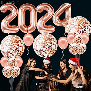 KatchOn, 2024 Gold Balloons Set - Huge 40 Inch, Pack of 25 | 2024 Balloons Graduation, Graduation Decorations Class of 2024 | Rose Gold Class of 2024 Balloons, Rose Gold Graduation Decorations 2024