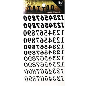 Tattoos 2 Sheets Number 0 to 9 text font letter Vintage Temporary Tattoos Stickers Fake Body Arm Chest Shoulder Tattoos for Teens Men Women
