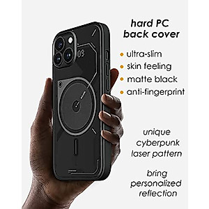 Aulumu A15 for Magnetic iPhone 14 Pro Case, Compatible with MagSafe, Hard Shell, Semitranslucent Matte Cover, Anti-Fingerprint, Slim Soft TPU Frame, 6.1 inch, Black
