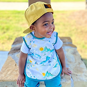 BapronBaby Mountain Mist Bapron - No Neck Tie Safer Bib for Baby & Toddler - Soft Waterproof Stain Resistant - Machine Washable - Sz Baby/Toddler 6m-3T