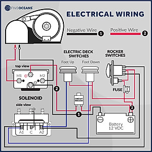 Five Oceans Horizontal Windlass Anchor System, Windlass Atlantic 600 Watts, 12V DC, Max Limit Pulling Power 1200 Lb, Solenoid, 60A Circuit Breaker, Up/Down Foot Switch and Rocker Switch - FO3930