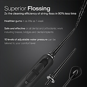 Aquasonic Home Dental Center PRO – Brushing & Flossing Made Easy – Brush & Floss – Power Toothbrush & Water Flosser – Whiter Teeth & Healthier Gums – Black Series Pro+Oral Irrigator