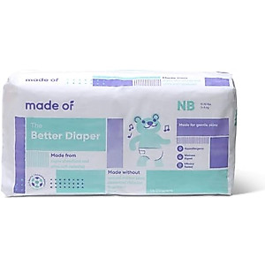 MADE OF The Better Baby Diapers - Hypoallergenic Diapers for Sensitive Skin, Unscented, 10 Hour Absorbency - Pediatrician and Dermatologist Tested - Size 0 (144 Count)