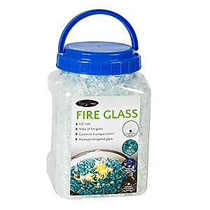Fire Sense 62365 Premium Sparkling Reflective Tempered Fire Glass for Outdoor Fireplace Gas or Propane Fire Pits Easy to Install & Stimulate Viewing Experience - 10 Lbs - Crystal Clear