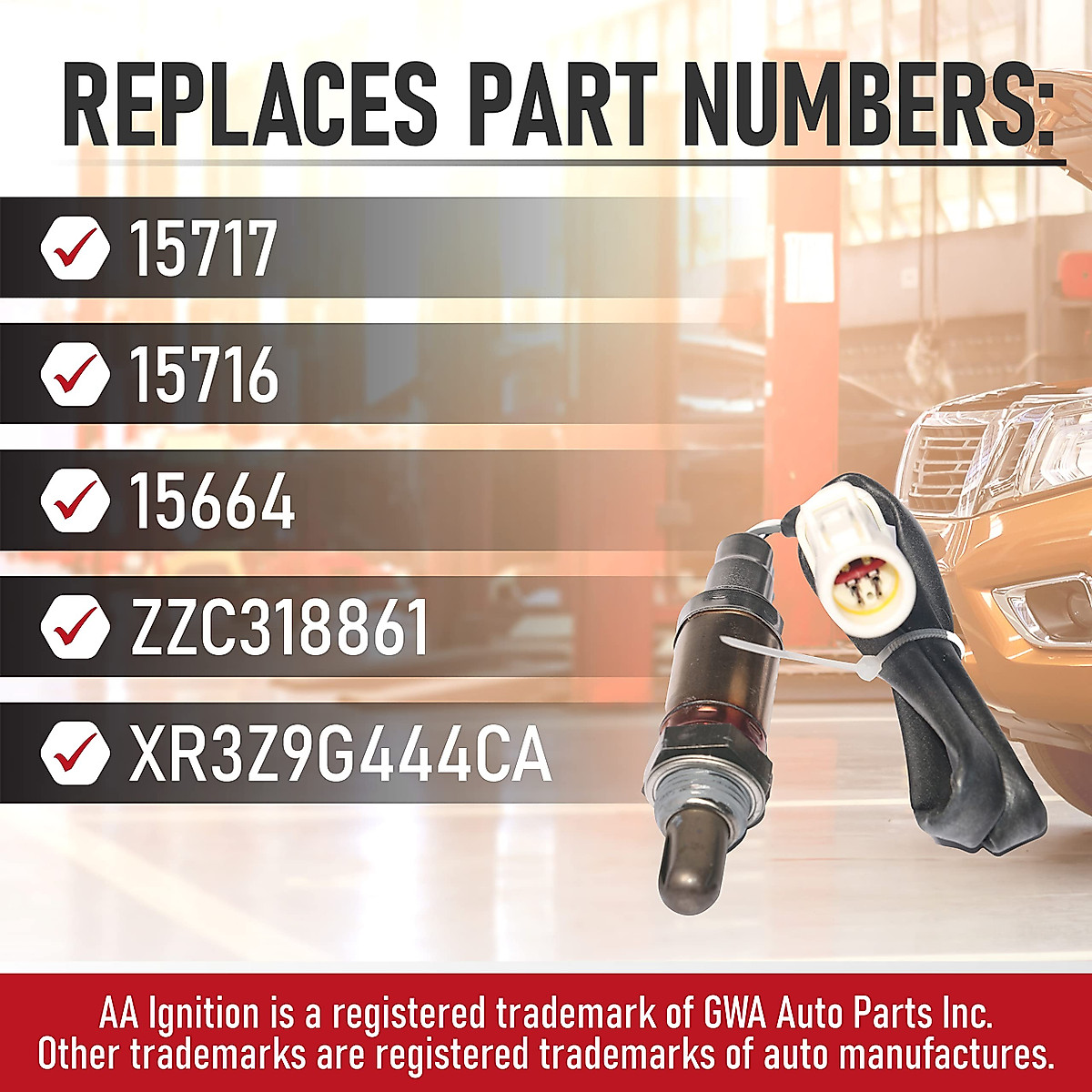 Replacement Oxygen Sensor - Replaces 15717, 15716, ZZC318861, XR3Z9G444CA - Compatible with Ford, Lincoln, Mercury & Mazda - Ranger, Mustang, Expedition, Explorer, Escape, F150, Tribute