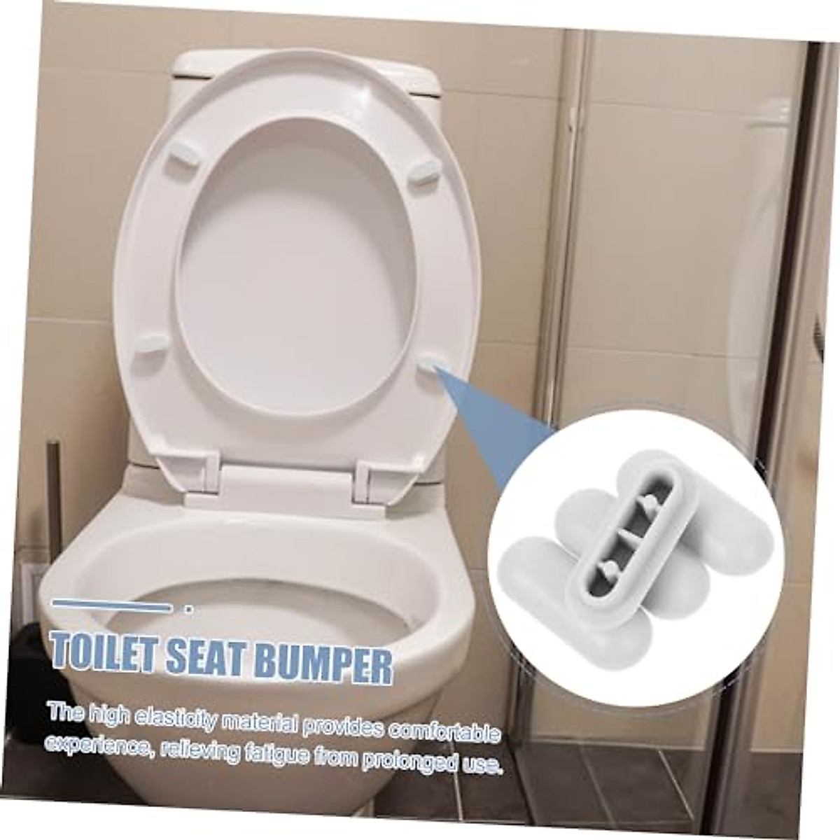 Homoyoyo 4pcs Toilet Seat Gasket Bidet Bumpers Non-skid Toilet Gaskets Toilet Lid Bumper Toilet Stopper Replacement Kit Toilet Buffer Pads Toilet Seat Silicone Buffers Light Grey Plastic