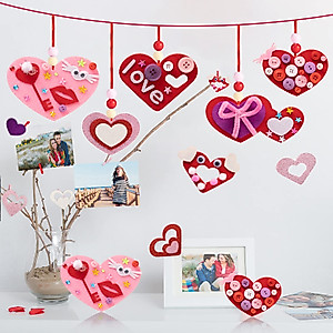 Caydo 730PCS Valentine Day Arts and Crafts Supplies for Kids, Including Felt Sheets Pipe Cleaners Pom Poms Wiggle Eyes Feather for Valentine's Day Craft and Decorations