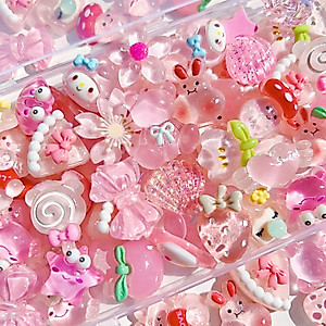 FULUSODO 60pcs Slime Charms Cute Set, Bulk Mixed Resin Charms Set Ornament Scrapbooking