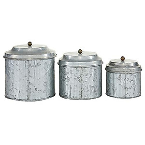 Deco 79 Metal Galvanized Decorative Jars, Set of 3 8", 7", 6"H, Silver