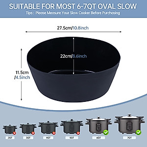 ACBOWE Silicone Slow Cooker Liners Fit Crock-Pot 6-7 Quart Oval Slow Cooker, Reusable Cooking Crock Pot Liner BPA-Free, Leakproof & Dishwasher Safe Slow Cooker Accessories for 6-7 Qt Crockpot – Black
