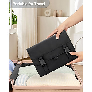 Relavel Toiletry Bag, Travel Hanging Toiletry Bag for Men and Women, Makeup Cosmetic Bag Travel Organizer for Toiletries, Shampoo, Water-resistant Leather and Lining, Full Sized Container Travel Bag