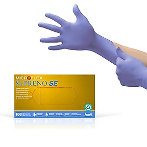 Microflex SU-690 Disposable Nitrile Gloves, Latex-Free, Powder-Free Glove for Cleaning, Mechanics, Automotive, Industrial, or Medical applications, Violet, Size Small, Box of 100 Units