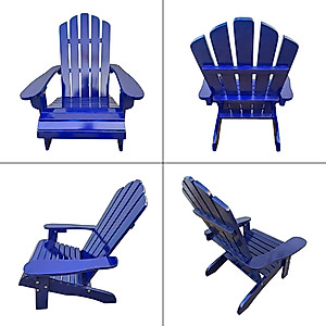 Wood Children Adirondack Chair,Ergonomic All-Weather Adirondack Chairs,Durable Patio Lounge Chair for Outdoor,Garden,Lawn,Indoor,Blue