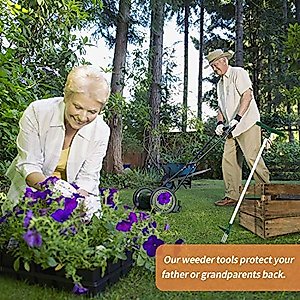 Walensee Weed Puller, Stand Up Weeder Hand Tool, Long Handle Garden Weeding Tool with 3 Claws, Hand Weed Hound Weed Puller for Dandelion, Standup Weed Root Pulling Tool and Picker, Grabber (1 Pack)