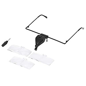 Magnifier Glasses w/LED Light for Lash Extensions - 3 Lenses Magnifier Spectacles 1.5X 2.5X 3.5X Eyeglass LED Magnifier Hands Free Head Eyelash Extension Magnifying Glass