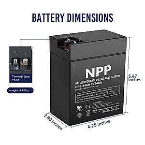 NPP NP6-14Ah 6V 14 Ah Rechargeable Sealed Lead Acid Battery for Parmak 901 & Magnum Solar Park & Teledyne B8-6 Emergency Lighting