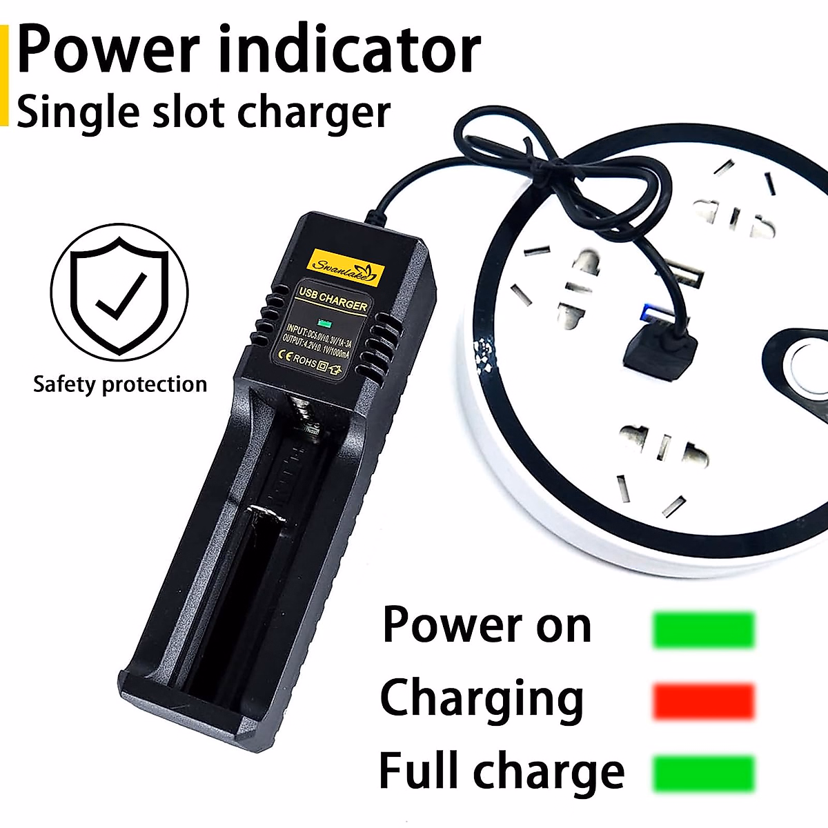 21700 Rechargeable Battery Charger,Single-Slot Intelligent Battery Charger for 3.7V Li-ion 26650,21700 5000mah,18650,18500,18350,16650 Rechargeable Battery