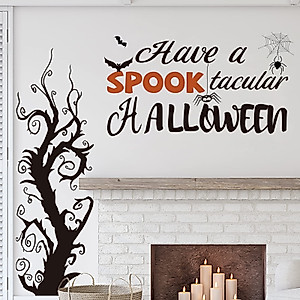 3 Sheets Halloween Wall Decals Tall Halloween Home Wall Decal Bats Ancient Castle Halloween Home Decor Removable DIY Wall Art for Halloween Party Supplies