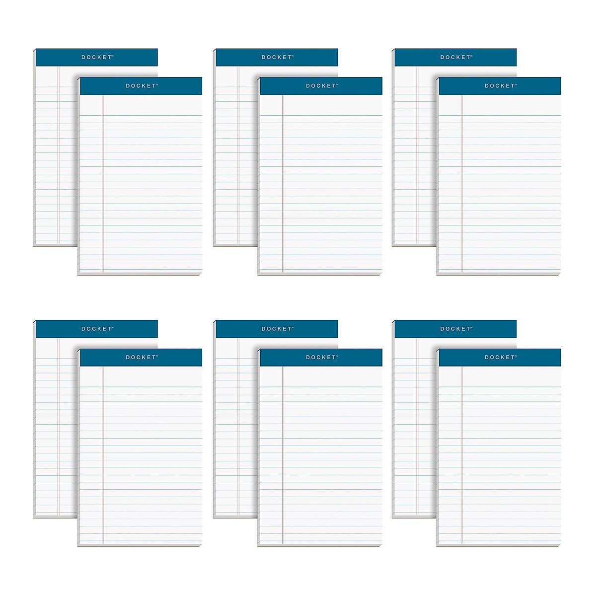 TOPS Docket Writing Pads, 5" x 8", Jr. Legal Rule, White Paper, 50 Sheets, 12 Pack (63360)